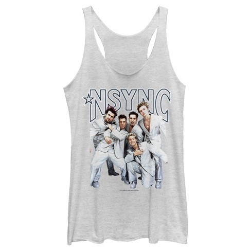 Women's Nsync Iconic White Suits Racerback Tank Top - White Heather ...
