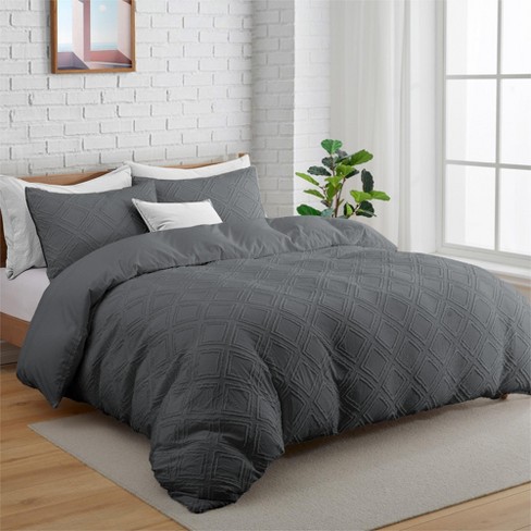 Peace Nest Lightweight Clipped Duvet Cover Set, Geometric Solid Color ...