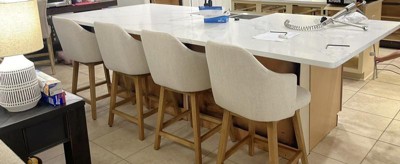 Kinston Swivel Curved Back Upholstered Counter Height Barstool ...