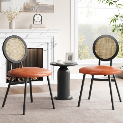 Dining Chairs Set of 2, Rattan Kitchen Chairs with Thicken Upholstered ...