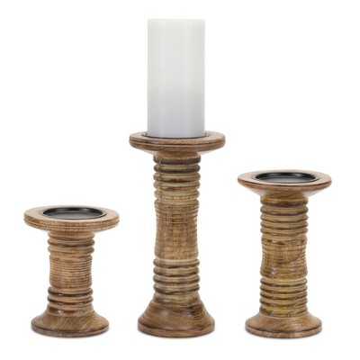 Melrose Mango Wood Candle Holder (set Of 3) : Target