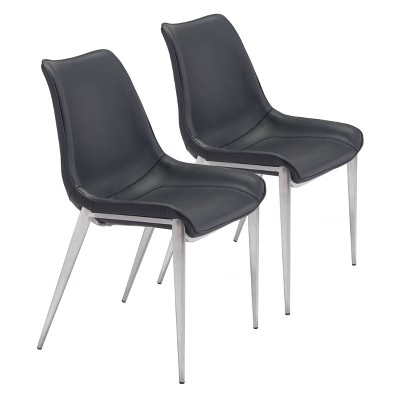 Set Of 2 Encanto Dining Chairs White/walnut - Zm Home: Faux Leather ...