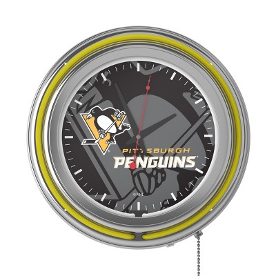 Pittsburgh Penguins Watermark Retro Neon Wall Clock : Target