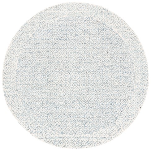 Abstract Abt342 Handmade Indoor Area Rug - Blue/ivory - 6' Round ...
