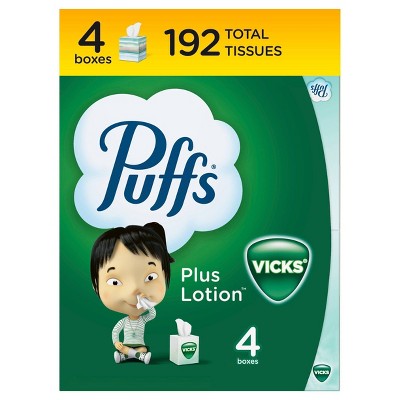 Puffs Plus Lotion With Scent Of Vicks Facial Tissue - 4pk/48ct : Target