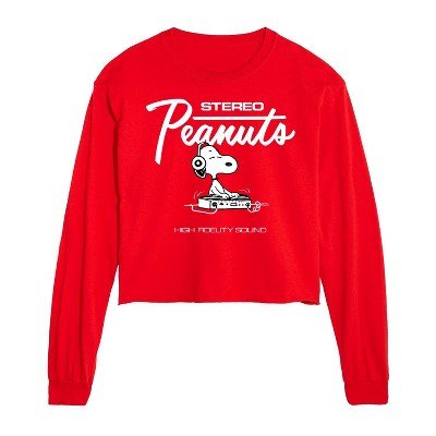 Peanuts Dj Snoopy Cropped Long Sleeve T-shirt - Red - Medium : Target