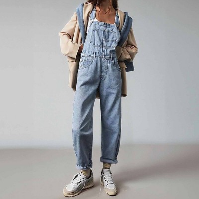 Women's Classic Denim Overalls – Relaxed Fit with Tapered Legs ...