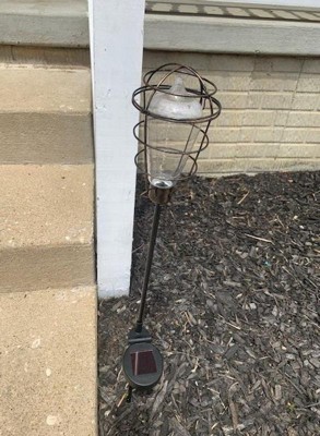 Set Of 2 Outdoor Solar Powered Edison Bulb Garden Led Stakes Black ...