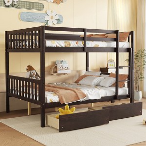 Xiyuyeu Full Over Full Bunk Bed With Safety Guardrail And 2 Drawers,noise Reduced Loft Bed Can ...