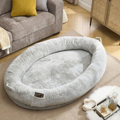 Giant Extra Large Memory Foam Human Size Pet Bed With Storage Pocket ...
