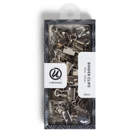 U Brands 60ct Mini Binder Clips Silver Small Office Clips Steel Fasteners Stationery Supplies Target