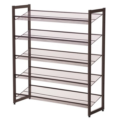 Songmics Shoe Rack, 5-tier Stackable Shoe Storage Shelf, Metal Mesh ...
