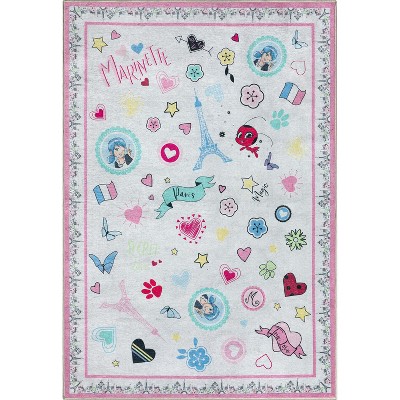 Well Woven Miraculous Ladybug Paris Border 5' X 7' Ivory Multi Area Rug ...