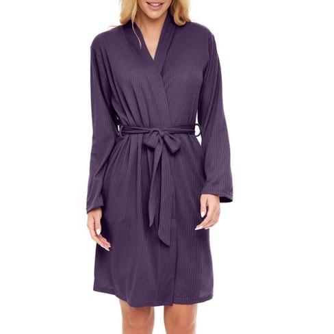 Adr Women's Ribbed Knit Wrap Robe With Pockets, Lightweight Bathrobe ...
