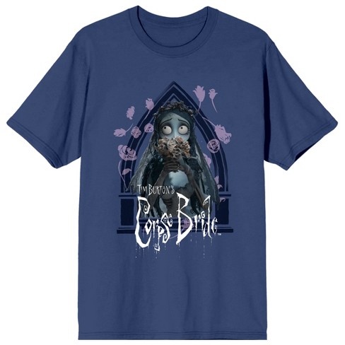 Corpse Bride Emily Roses And Altar Crew Neck Short Sleeve Navy Women's ...