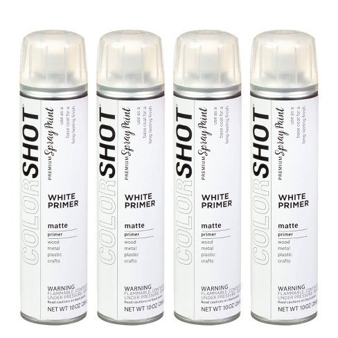 Colorshot Spray Paint Matte Primer White 10oz 4pk Value Set : Target