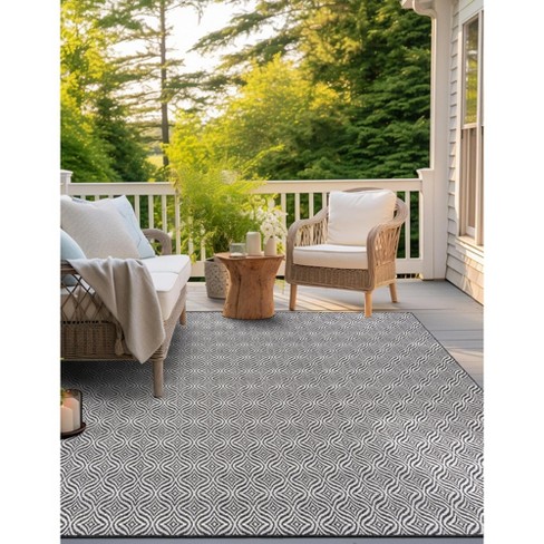 Unique Loom 5' 3 X 5' 3 Square Indoor/outdoor Trellis Charcoal Area Rug ...