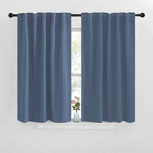 NICETOWN 42"x50" Blackout Window Curtains 2 Panels Stone Blue Thermal ...
