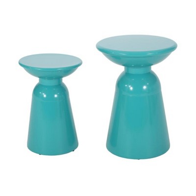 2-Piece Metal Side Tables - Teal (As Shown) : Target