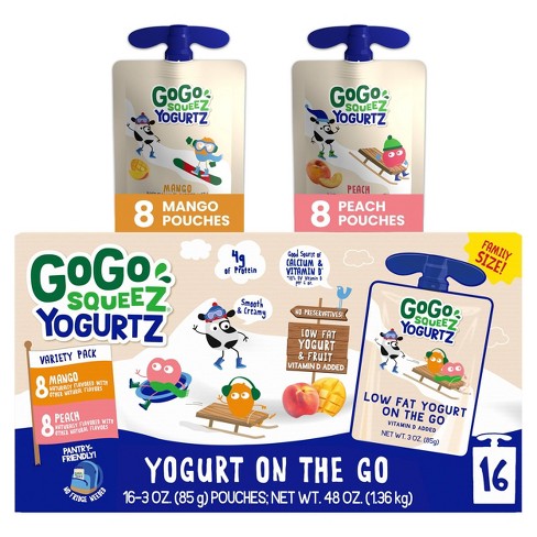 Gogo Squeez Kids' Yogurtz Mango/peach - 16ct/48oz : Target