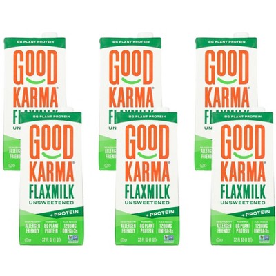 Good Karma Unsweetened Protein Flax Milk - Case Of 6/32 Oz : Target