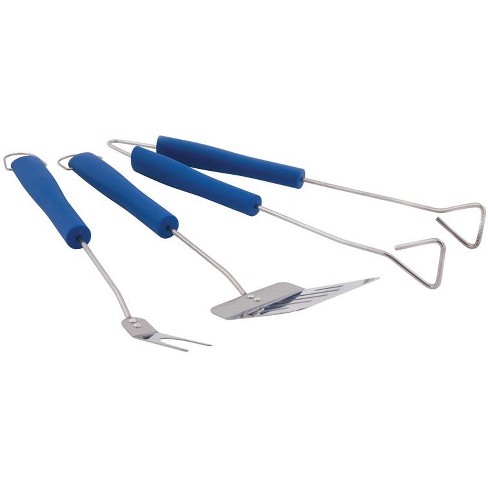 Grill Mark Stainless Steel Blue/silver Grill Tool Set 3 Pc : Target