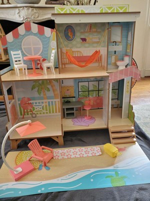 Kidkraft Ferris Wheel Fun Beach House Wooden 360-play Dollhouse With 19 ...