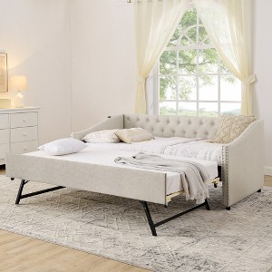Twin Size Daybed with USB Charging, Pull-out Extendable Bed, Button ...