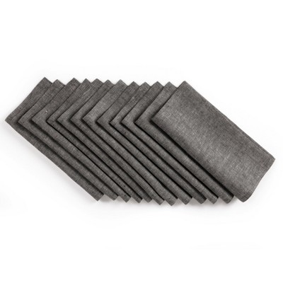 Solino Home Linen Cocktail Napkins Charcoal Grey Set of 12, 9 x 9 ...