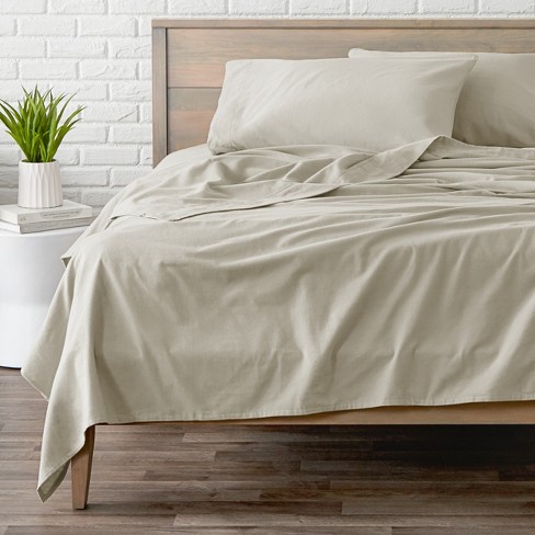 Cream Cotton Flannel Full Sheet Set By Bare Home : Target