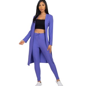 Slickblue Women's Ribbed Long Cardigan and Leggings Set, Matching Two ...