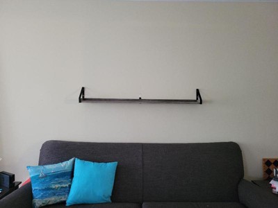 48" Solid Wood Ledge Wall Shelf With Rustic Metal Bracket Walnut ...