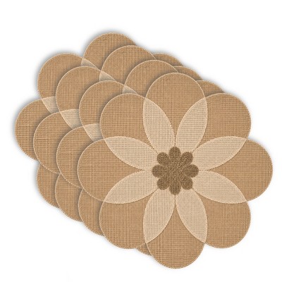 Dainty Home Maui 15" Flower Shaped Natural Jute and Paper Placemats Set ...