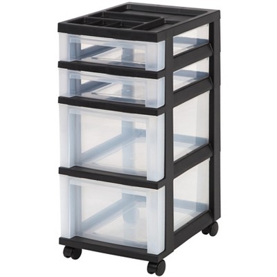 Iris Drawer Storage Cart With Organizer Top Black : Target