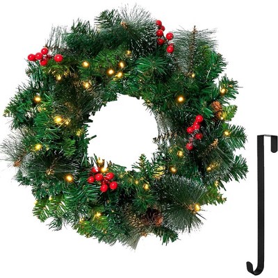 50 Led Artificial Christmas Pre Lit Wreaths 20in : Target
