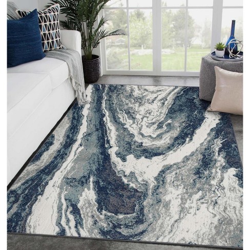 Luxe Weavers Abstract Wavy Marble Swirl Blue 5x7 Area Rug : Target