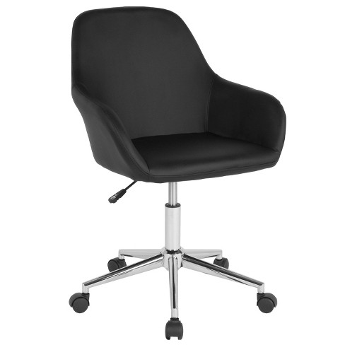Merrick Lane Home Office Bucket Style Chair With Black Faux Leather ...