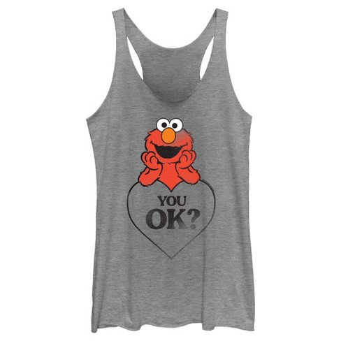 Women's Sesame Street Elmo Heart Racerback Tank Top - Gray Heather ...