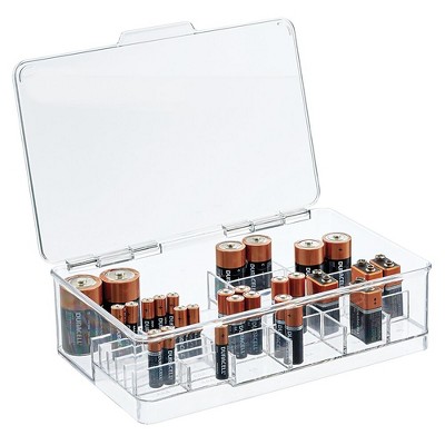 mDesign Stackable Divided Battery Storage Organizer Box - Clear : Target
