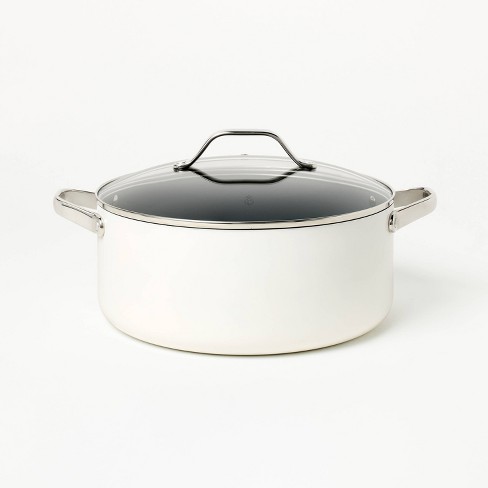 8qt Nonstick Ceramic Coated Aluminum Wide Stock Pot Cream - Figmint ...