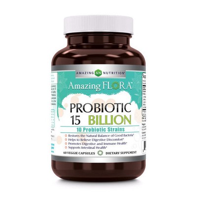 Amazing Flora Probiotic 15 Billion 10 Strains 60 Veggie Capsules : Target