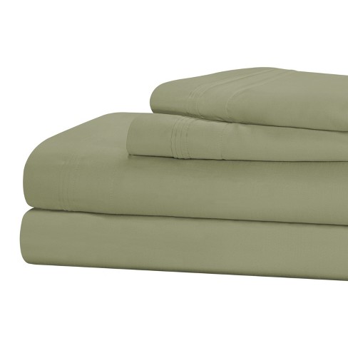 Luxury Sustainable Cotton 1500 Thread Count Solid Sheet Set, Full, Sage ...