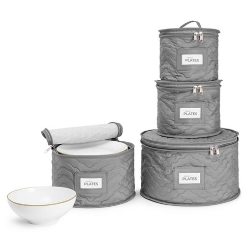 Sorbus 4 Piece Quilted China Dinnerware Storage Cases - For Dinnerware ...