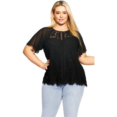 City Chic | Women's Plus Size Melissa Top - Black - 20w : Target