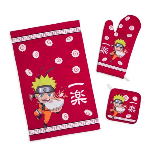 Just Funky Naruto Chibi Ramen 3-piece Kitchen Set | Oven Mitt, Dish ...