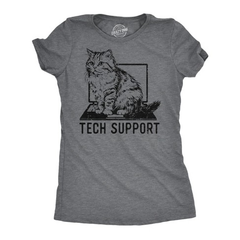 Womens Tech Support Funny T Shirts Cute Kitten Graphic Tee For Ladies ...