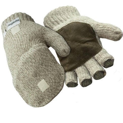 Refrigiwear Insulated Ragg Wool Convertible Mitten Fingerless Gloves ...
