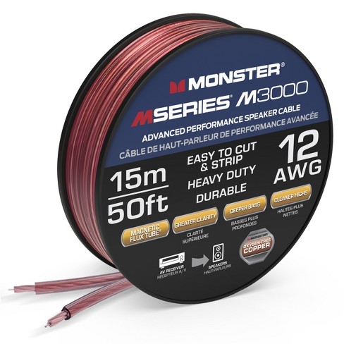Monster M-series 12 Awg Speaker Wire: Advanced Performance Speaker Cable 50 Ft Spool With Oxygen ...