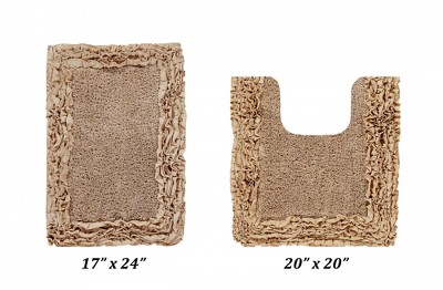 Better Trends Shaggy Border Bath Rug, 100% Cotton, 2 Piece Set (17" X ...