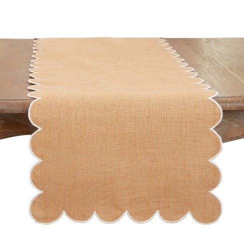 Saro Lifestyle Rustic Chic Scalloped Table Runner, Beige, 16"x72" : Target